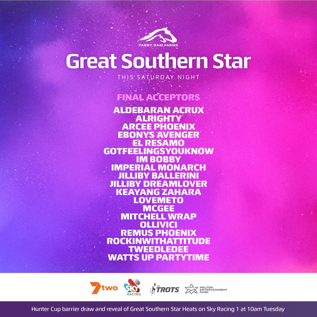 Hunter Cup field and Great Southern Star acceptors revealed – The Trots